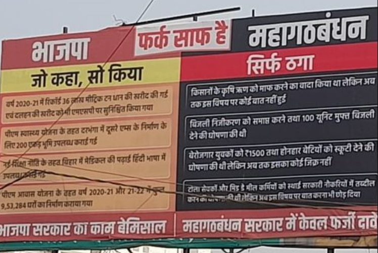 BJP vs Mahagathbandhan Poster War in Bihar JDU Energy Minister Vijender ...