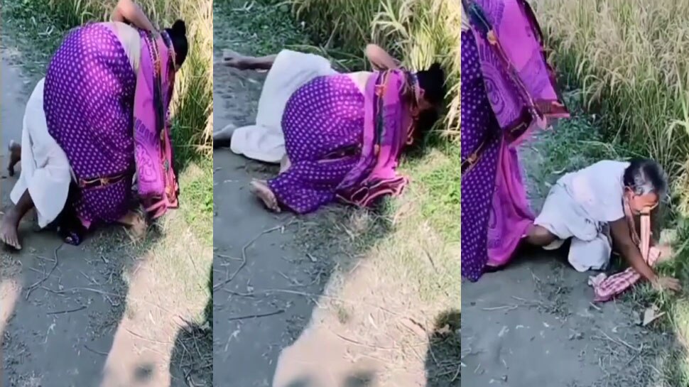 trending today aunty beats uncle in filed funny video viral in social ...