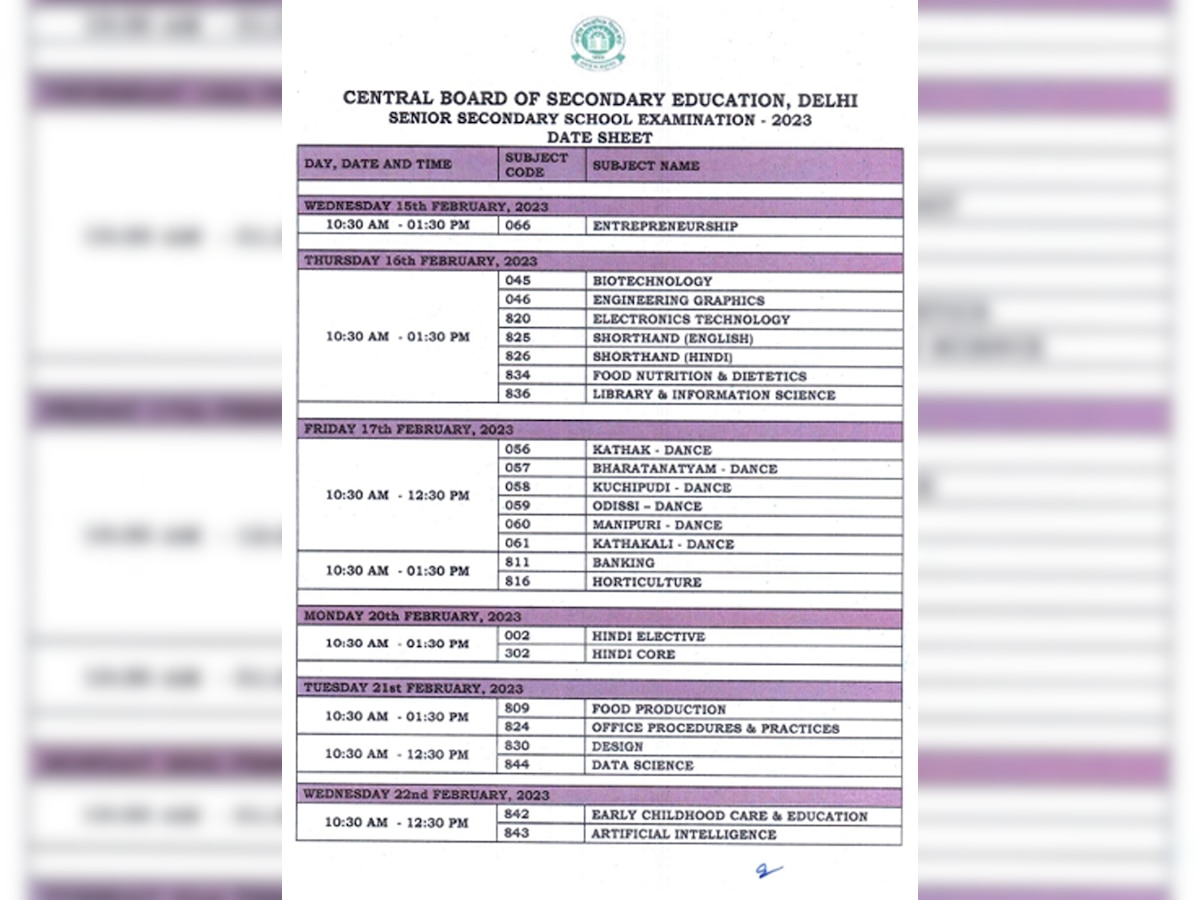 cbse class 12th date sheet 2023 check full schedule exam dates and ...