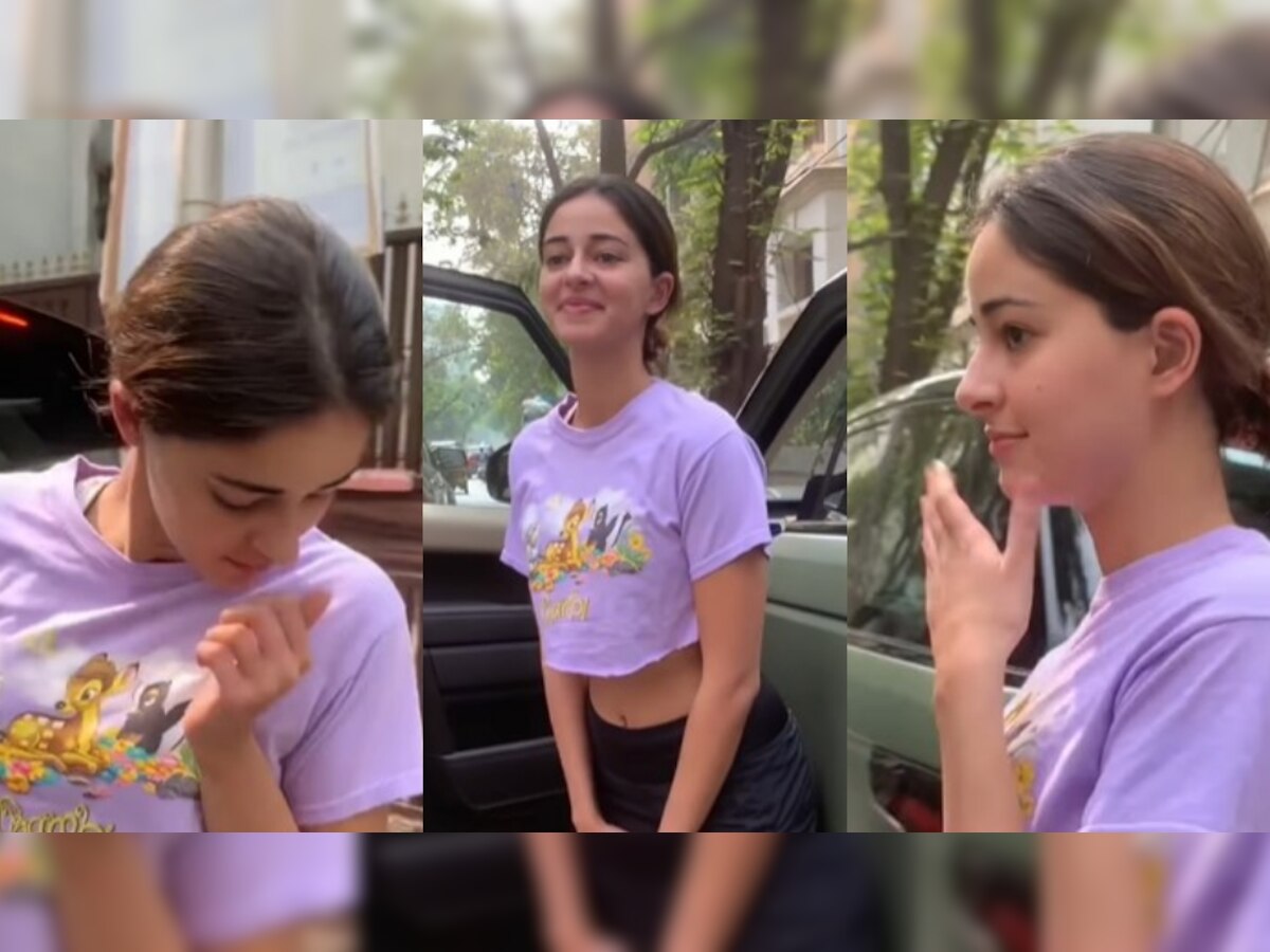 Ananya Panday spotted in purple sexy crop top and black shorts shouts ...