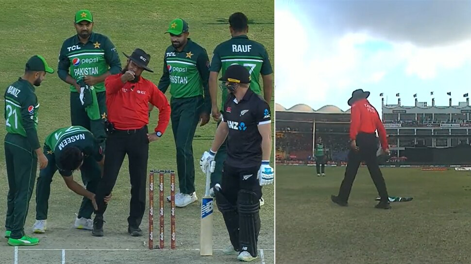 Fielder hits ball on umpire aleem dar leg in Pak Vs NZ ODI Watch Video ...