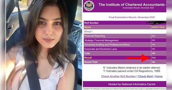 CA aspirant Shruti Tayal fail in exam share marksheet on twitter ...