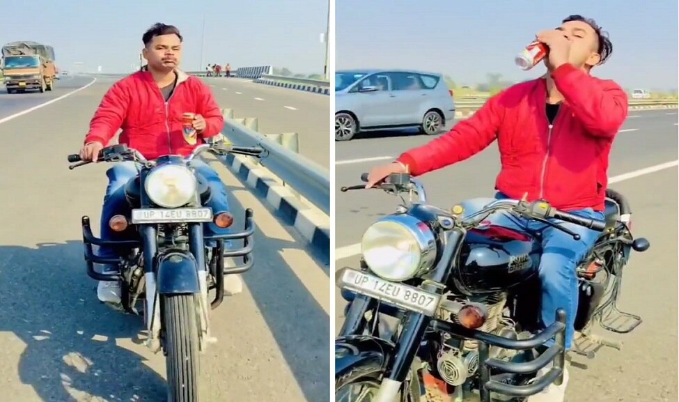 challan of 31 thousands boy drinking beer while driving bullet by ...