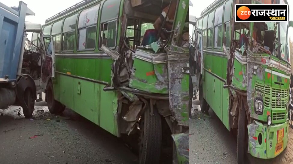 Chomu News Fierce collision between private bus and dumper Road Accident | जयपुर: निजी बस और ...