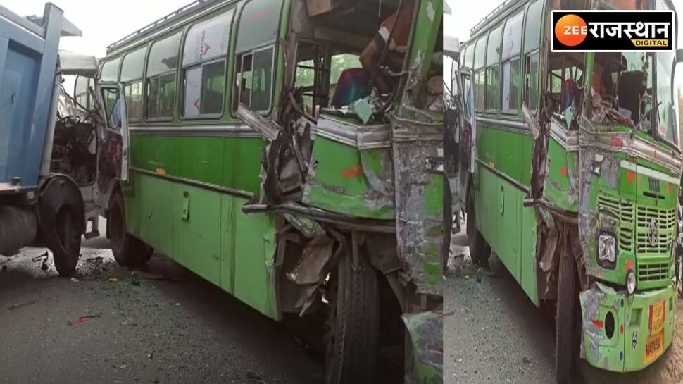 Jaipur News Accident due to private bus and dumper collision in Kalwad ...