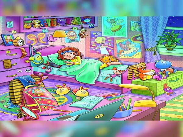 optical illusion spot the bee in room with sleeping girl also find the ...