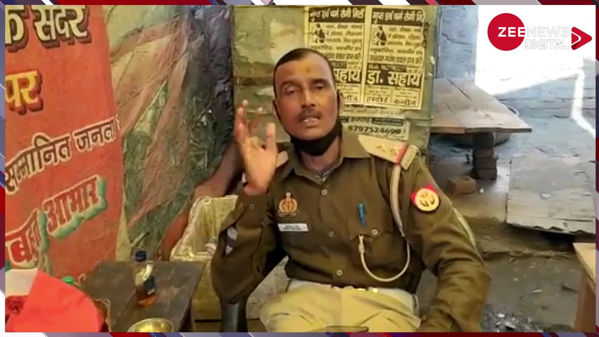 The constable of UP police drinking alcohol on duty wear uniform video ...