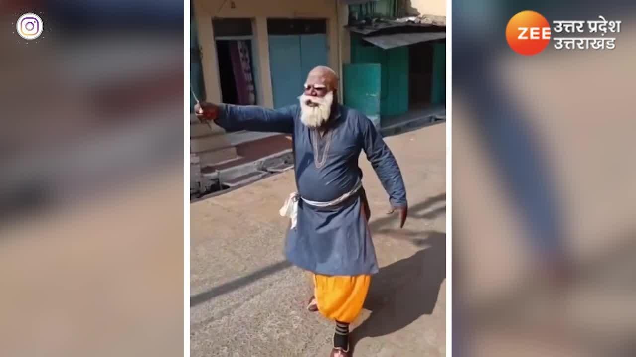 Man looks like kattappa mama acting on street with sword most funny ...