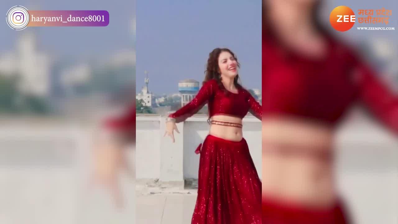 viral indian girl dance Pranjal Dahiya song Kabootar wearing red ...