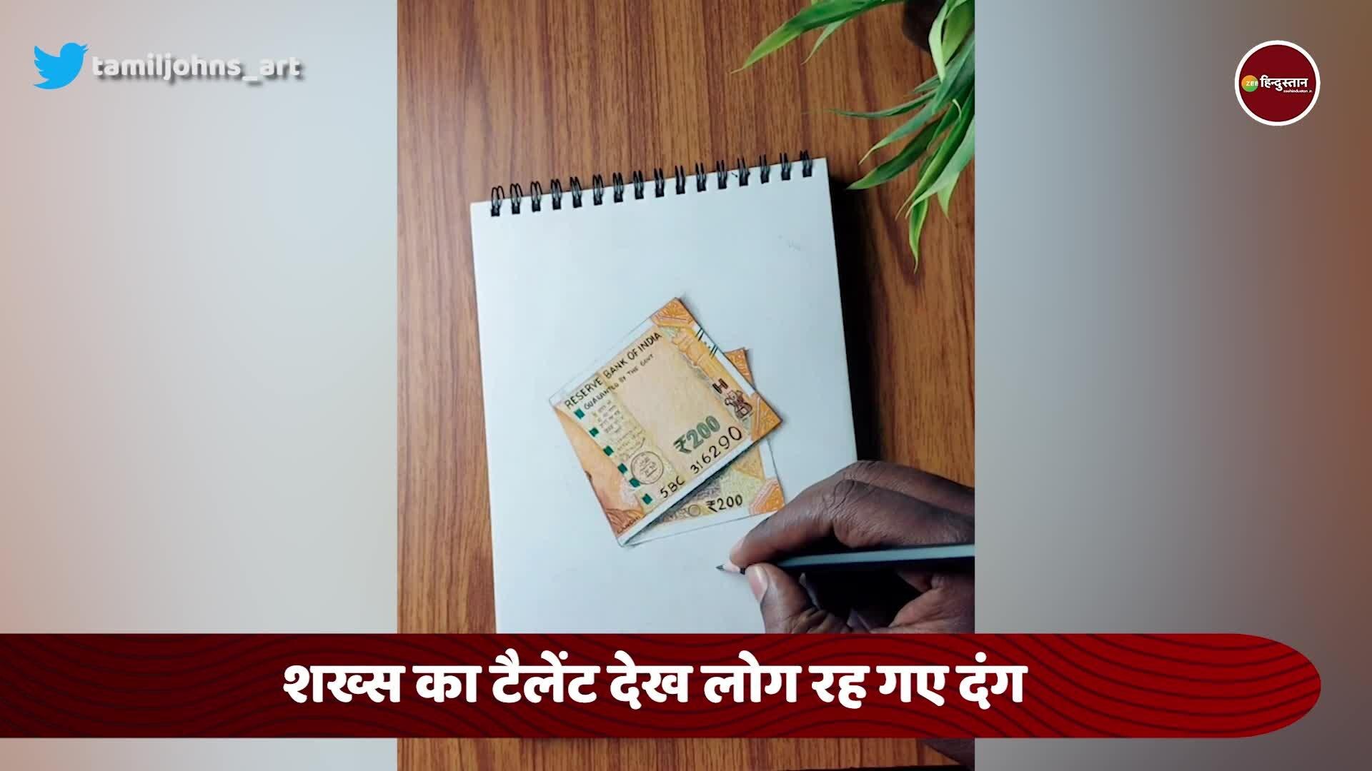 man seen having amazing talent of painting with colour pencil which ...