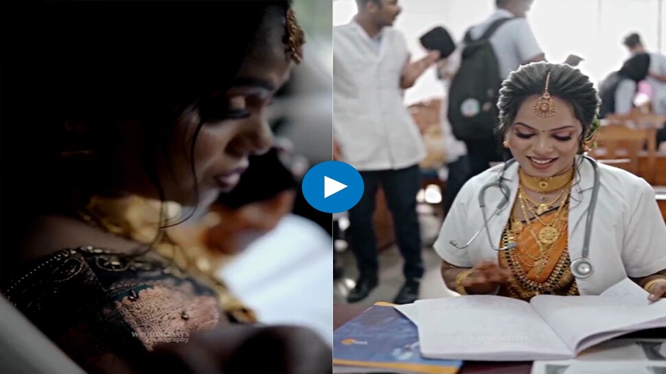 Bride dedication to studies amazes netizens attends practical exam in ...