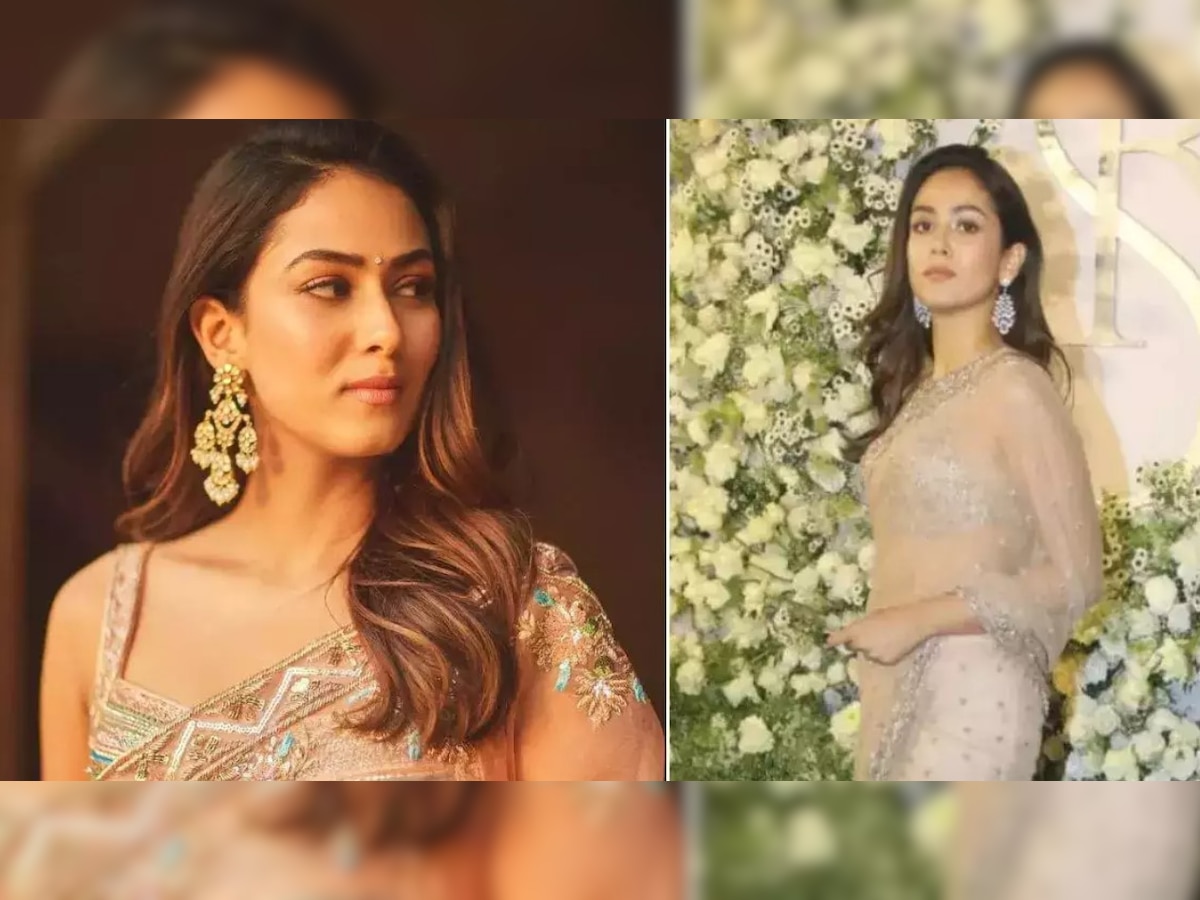 Mira Rajput SidKiara Reception Look Mira Rajput Nude Saree Cost । Mira ...