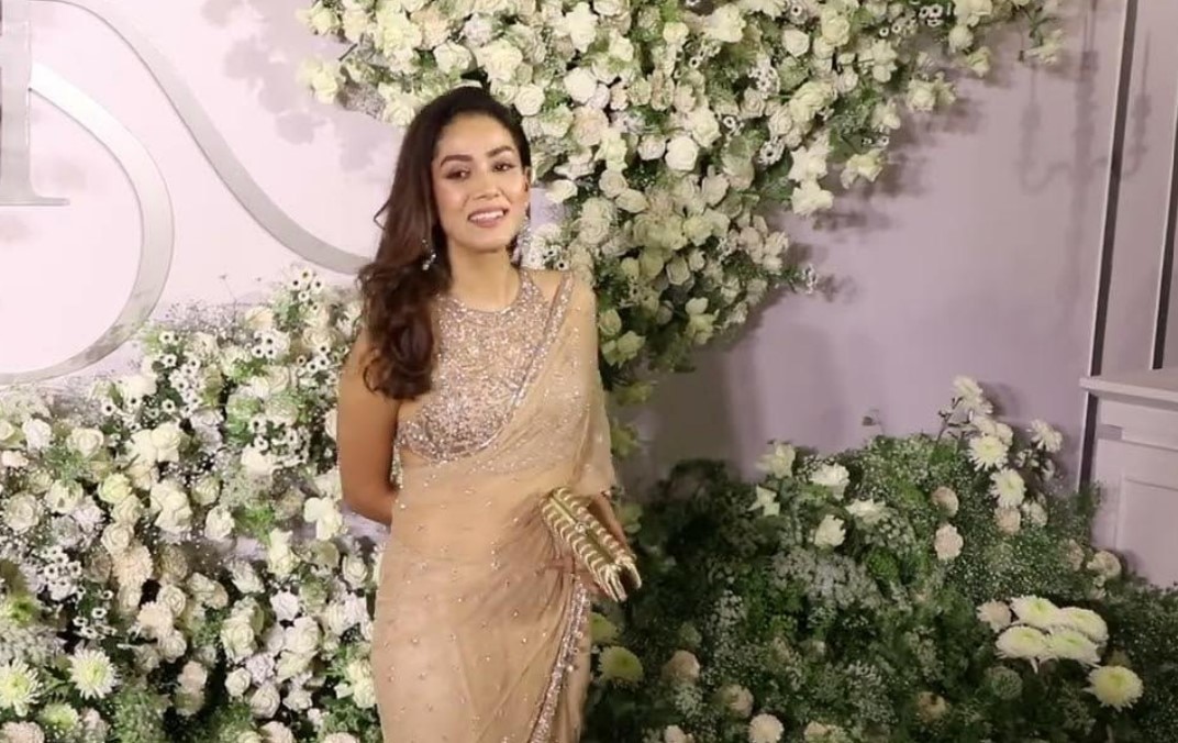 Mira Rajput SidKiara Reception Look Mira Rajput Nude Saree Cost । Mira ...