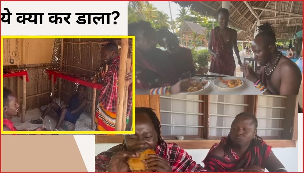 maasai tribal people eating burger in city for the first time in africa ...