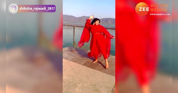 Cute Indian girl bold video wear red anarkali frock suit Mere Dil Ki ...