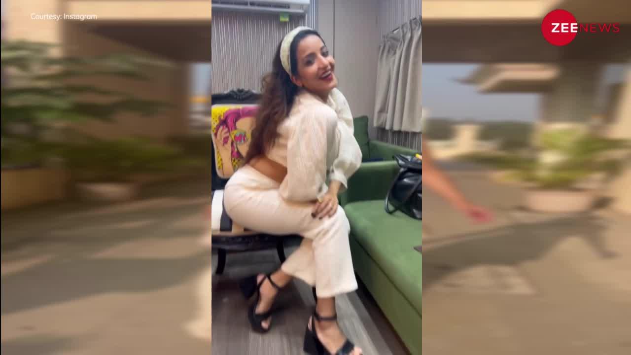 Bhojpuri queen monalisa wear crop shirt flaunts curvy figure crossed boldness limits | Monalisa ...