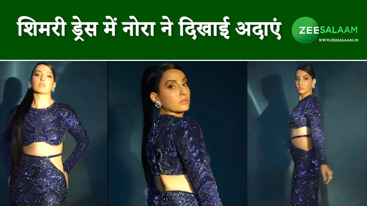 viral video nora fatehi shares video in blue shimri dress users like it ...