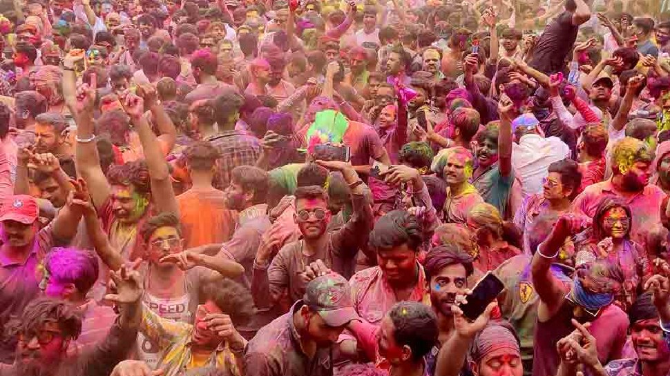 holi celebration holika dahan bonfire burning whole sagar village was ...