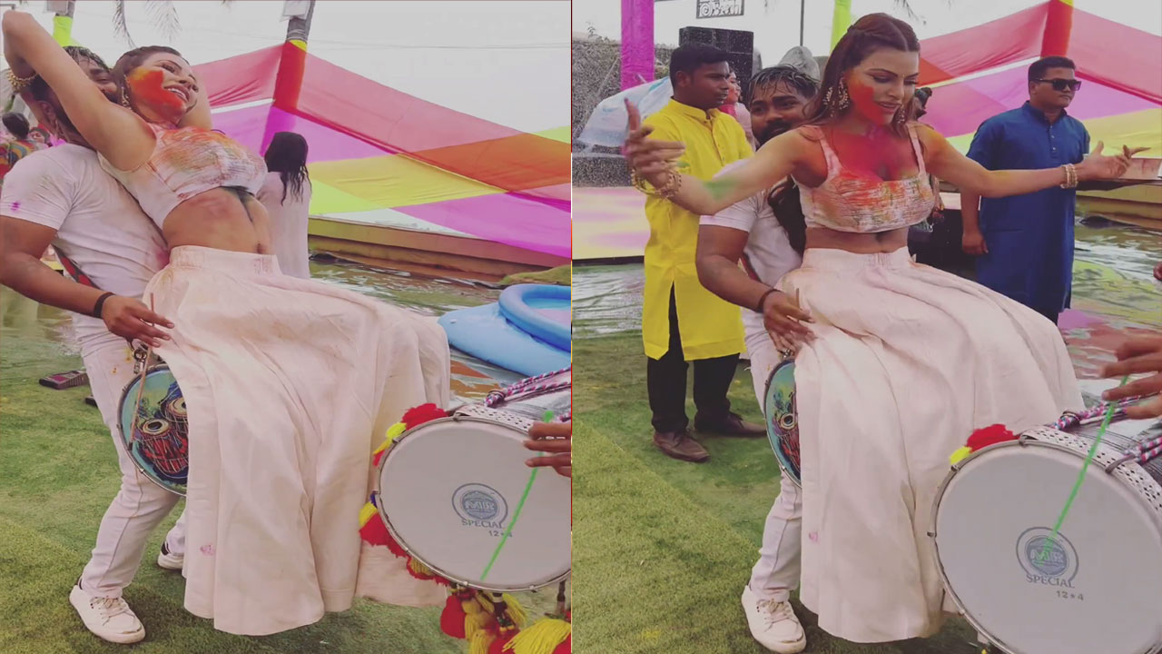 Sherlyn Chopra enjoyed Holi 2023 by sitting on the drum | Sherlyn ...