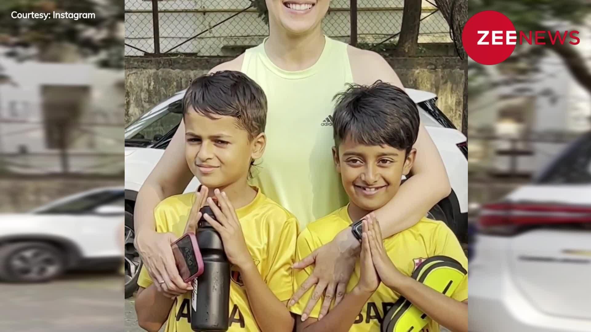 hot and bold Genelia D'Souza children greeted paparazzi with folded ...