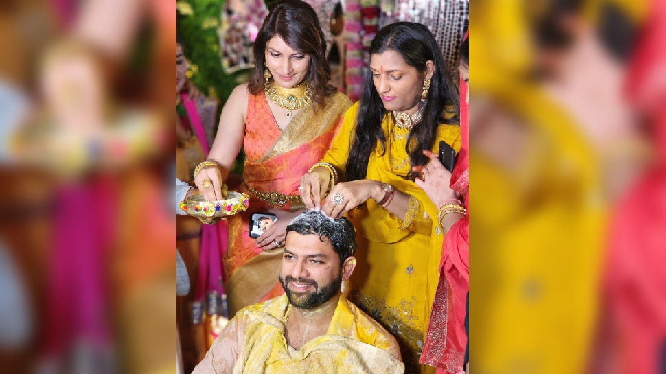Digvijay Chautala Wedding photo viral haldi grand ring ceremony ...