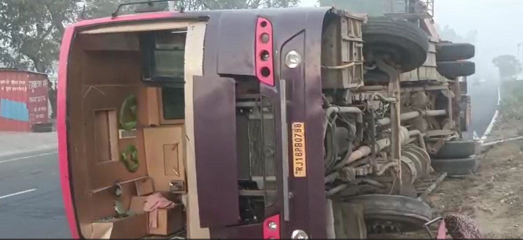 Bahadurgarh News Delhi Rohtak National Highway accident bus overturned more than 35 pilgrims ...