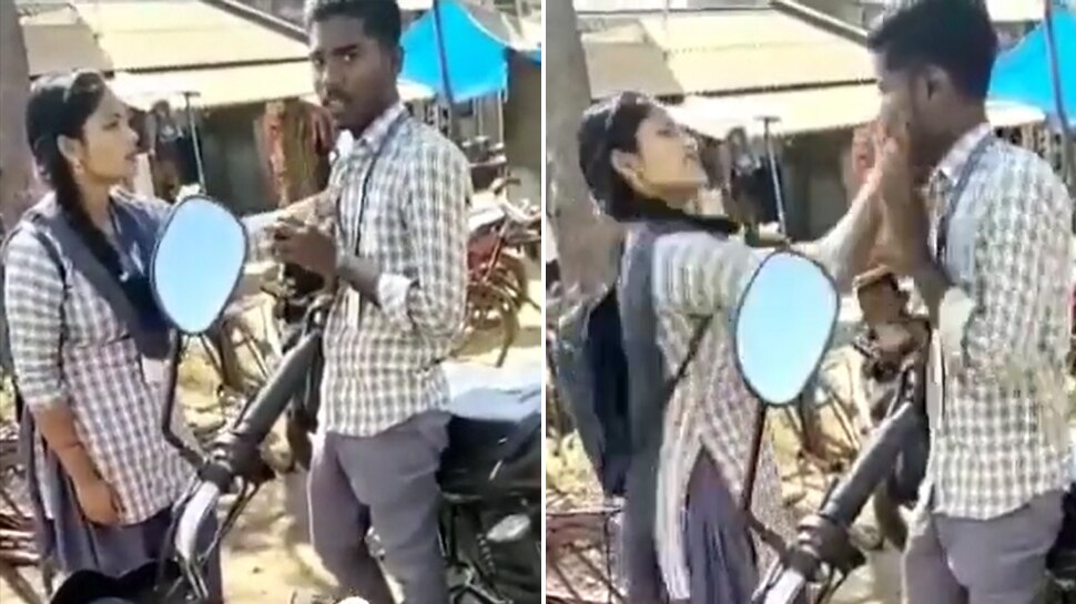 boy misbehave on road angry college girl slapped him beat with slippers ...