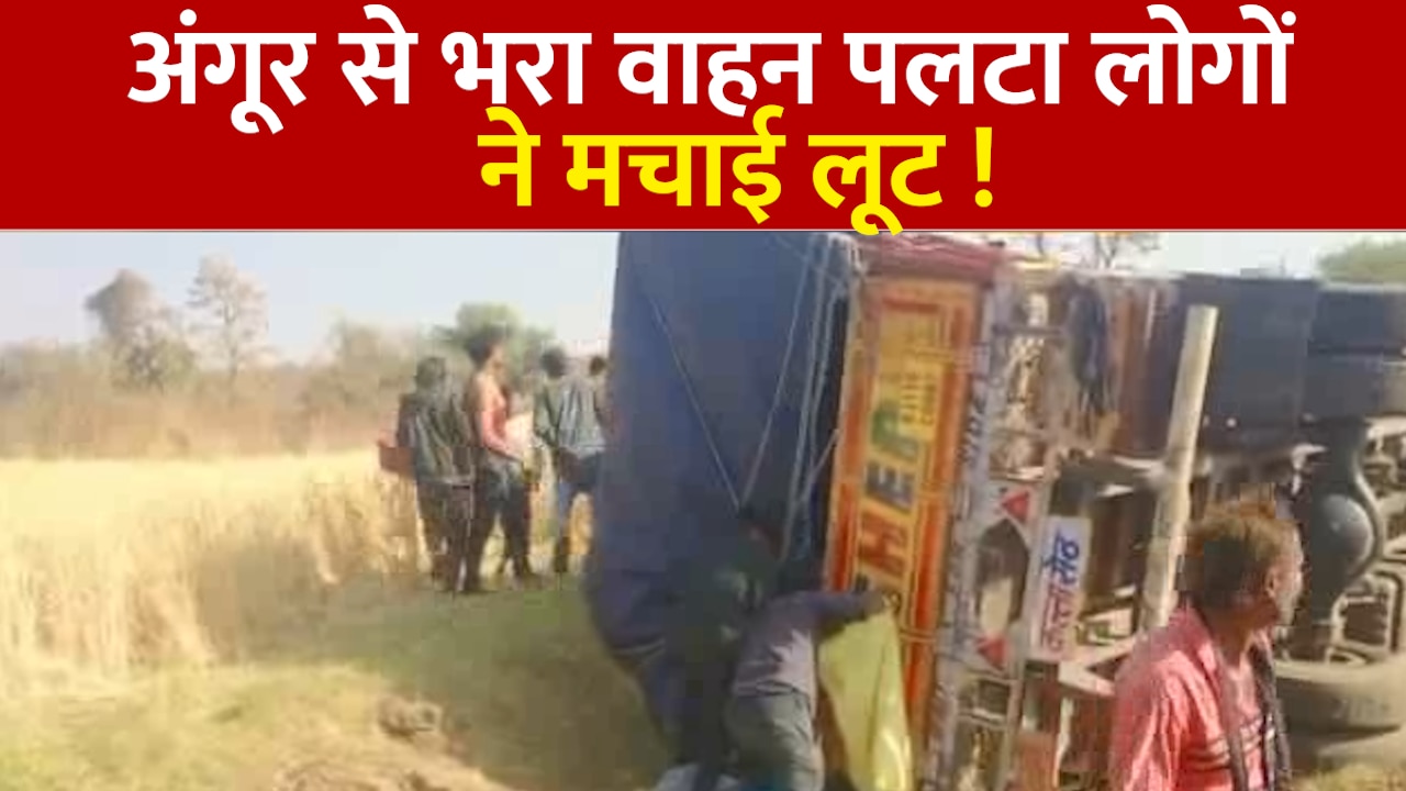 Barwani vehicle overturned truck full of grapes people started looting ...