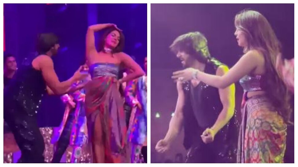 Husband Nick Jonas helps raunchy wife Priyanka Chopra get off the stage Alia Bhatt mukesh Ambani ...