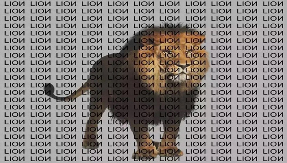 Correct spelling of lion in optical illusion spot if you are genius ...