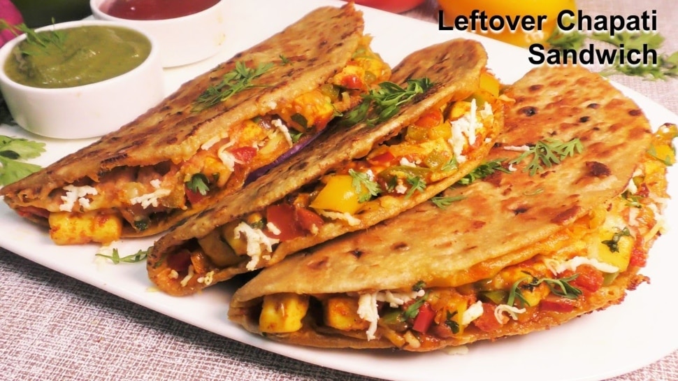 How To Make Leftover Roti Sandwich Healthy Breakfast Recipe | Hindi ...