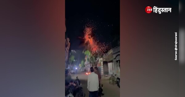 fireworks seen in the sky crackers start on coconut tree | आकाश में ...