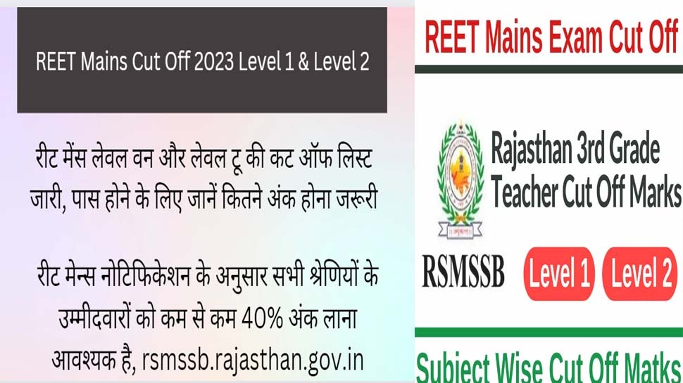Release of REET Mains Level 1 and Level 2 cut off check here | REET ...
