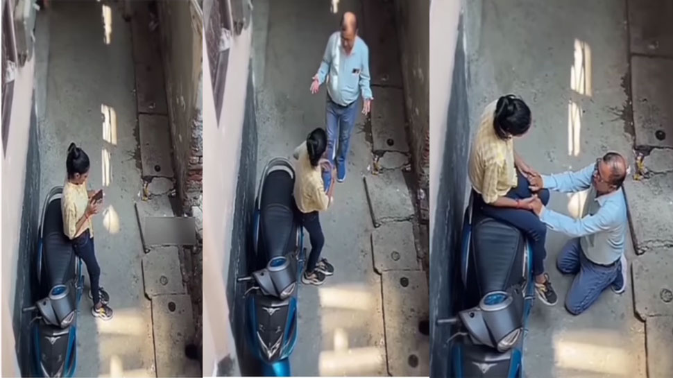 trending today Taklu uncle romancing with girl shocking video viral in social media | गली में ...