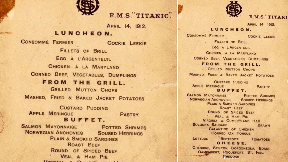 What food did Titanic passengers eat before sinking food menu goes ...