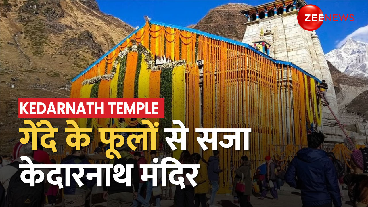 Grand decoration of Kedarnath temple done with marigold flowers | गेंदे ...