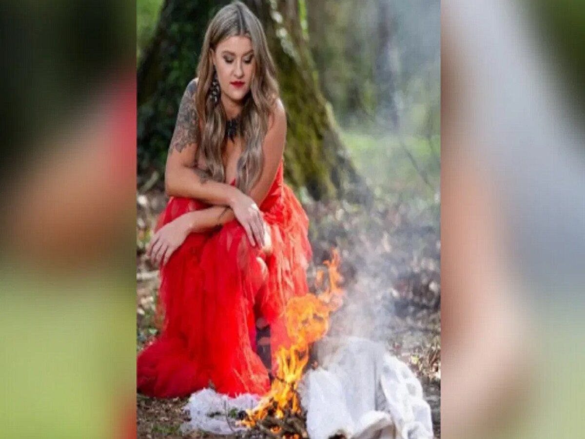 Woman Divorce Photoshoot Smiling woman celebrates divorce with unique ...