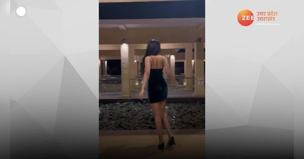 Hot girl danced wearing clingy dress side swimming pool pani me ...