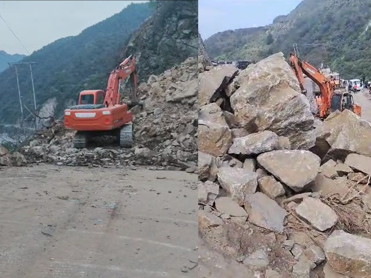 Landslide in chandigarh manali national highway road blocked in himachal pradesh landslide news ...