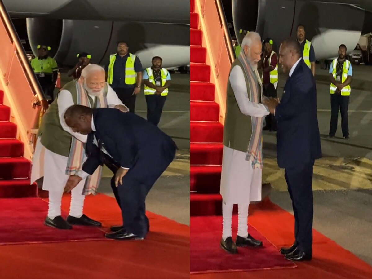 Papua New Guinea PM touching Modi feet after G7 Meeting see the video ...