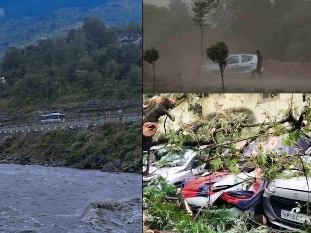 Himachal weather update imd issue orange alert heavy rainfall and thunderstorm damaged car ...