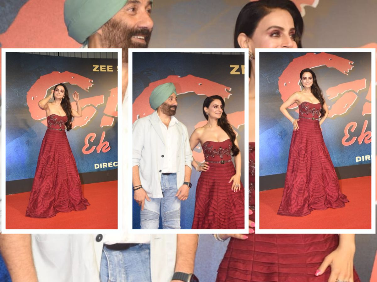 Gadar 2 sakina aka Ameesha patel bold look at movie event, users trolled her for her dress ...