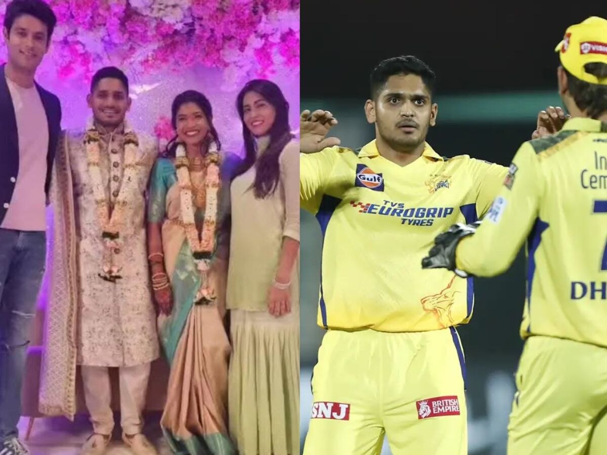 Tushar Deshpande gets married to school crush Nabha Gaddamwar picture goes viral | Indian ...