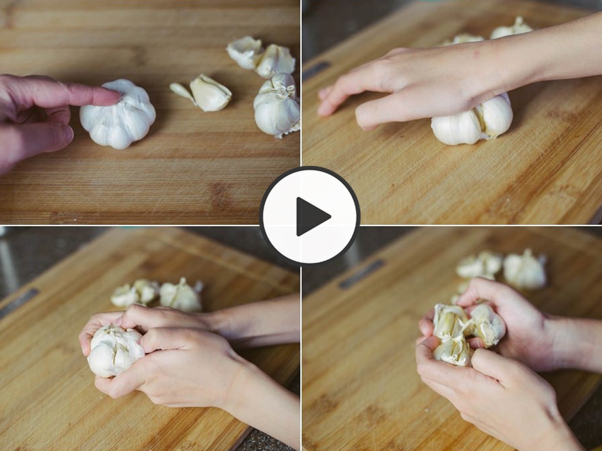 lahsun peeling trick unique way to peel garlic lahsun chilne ka desi ...