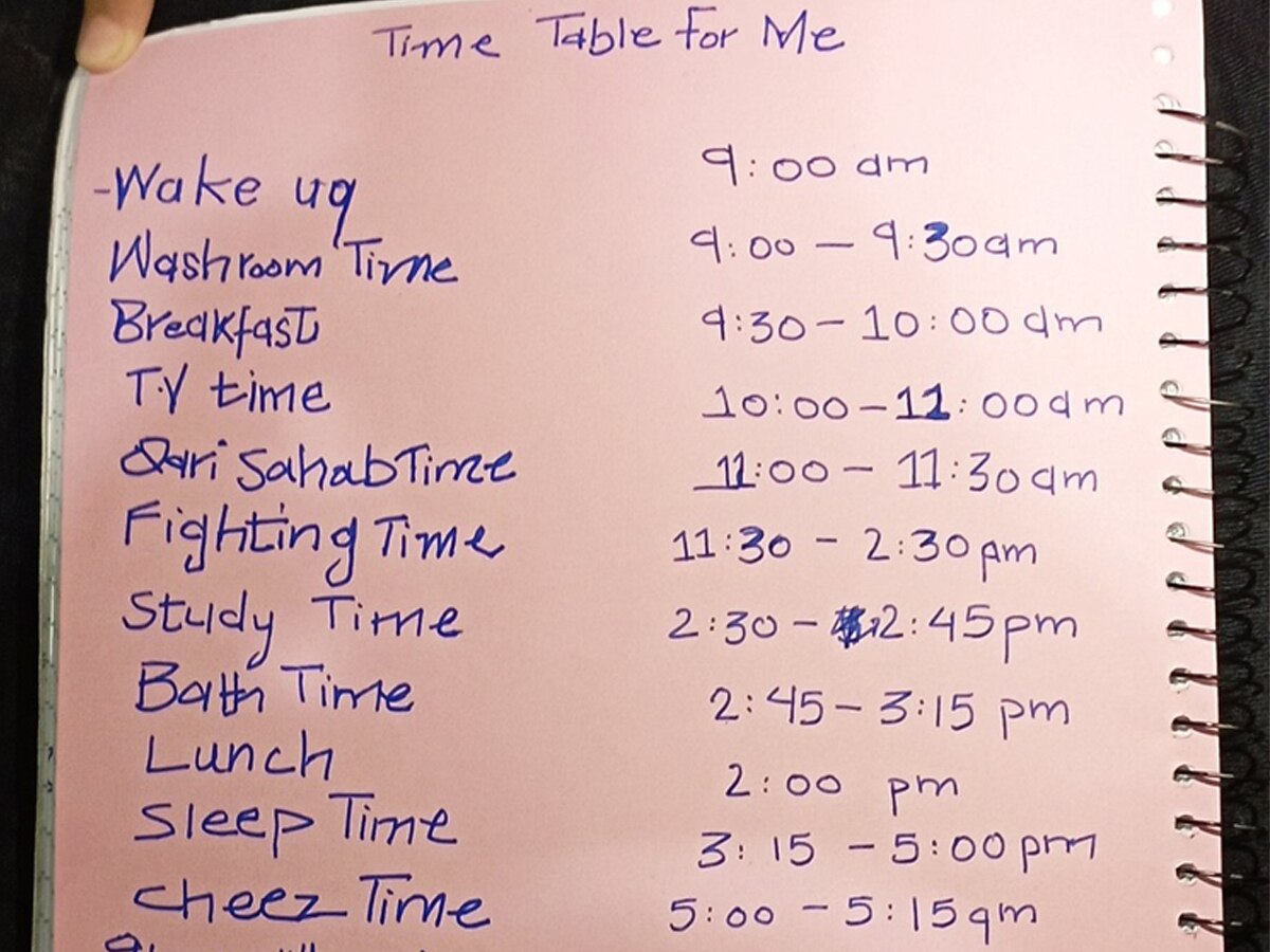 Time Table Viral: A 6 year old Kid made a mind boggling time table ...