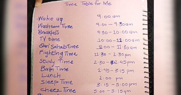 Time Table Viral: A 6 year old Kid made a mind boggling time table ...