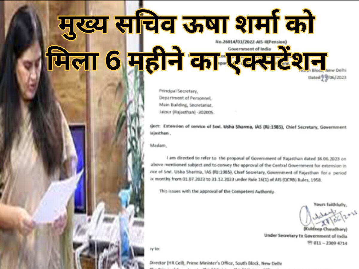 rajasthan chief secretary usha sharma got 6 months extension |Rajasthan ...