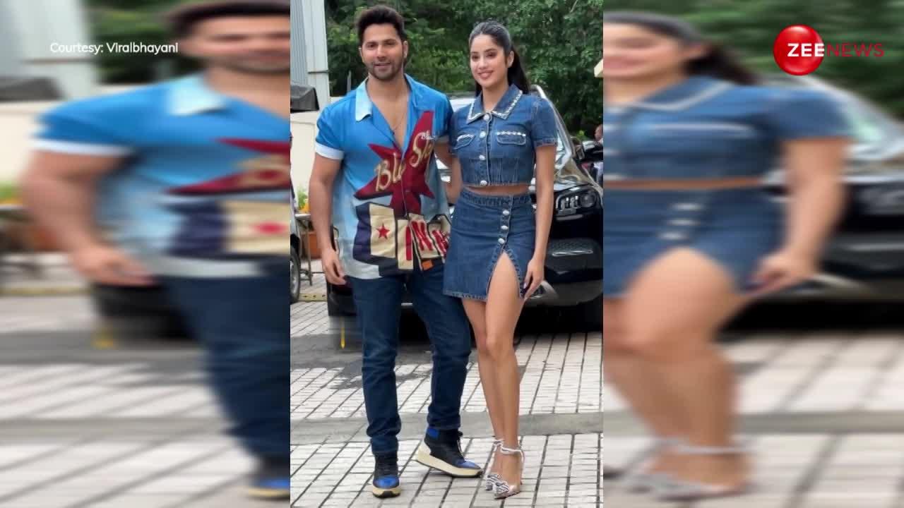 janhvi kapoor weared denim shorts seen with varun dhawan people stares ...