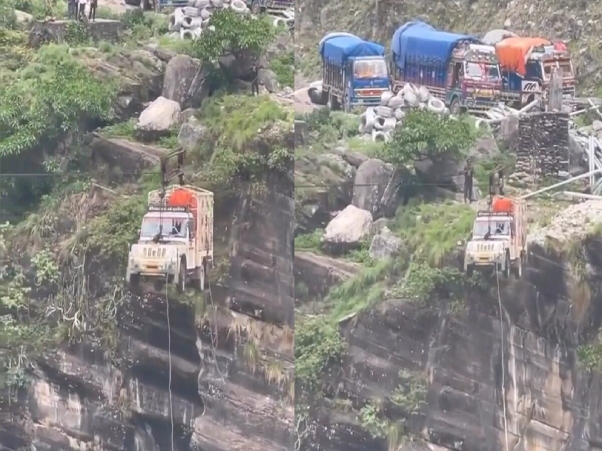 Nepal: Pick-up vans crossings hills on ropes; See this Amazing video