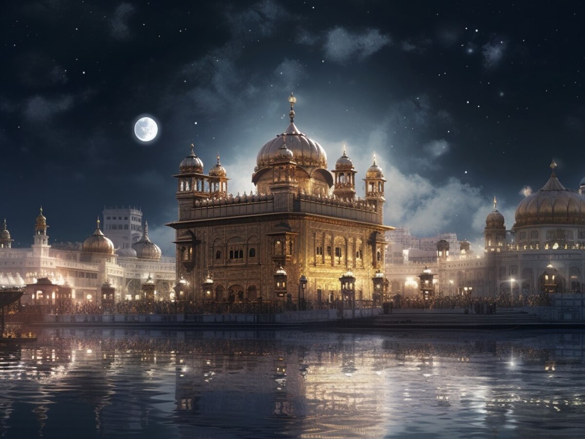AI Generated Sri Harmandir Sahib photo connect with Chandrayaan